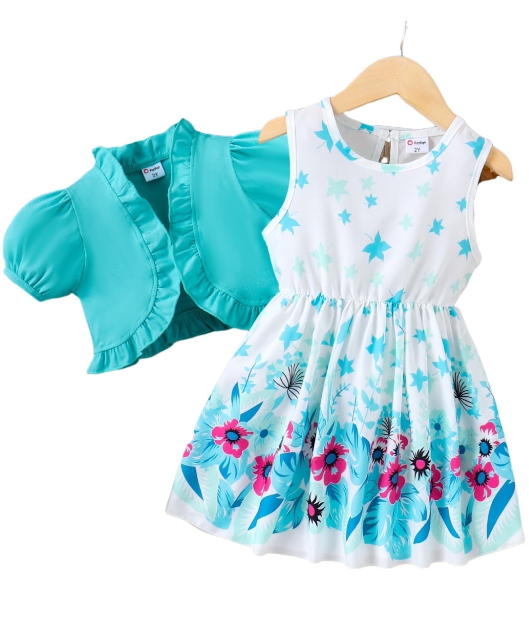 PatPat Floral Girl Dress, Toddler Clothes Set with Sleeveless Dress and ...