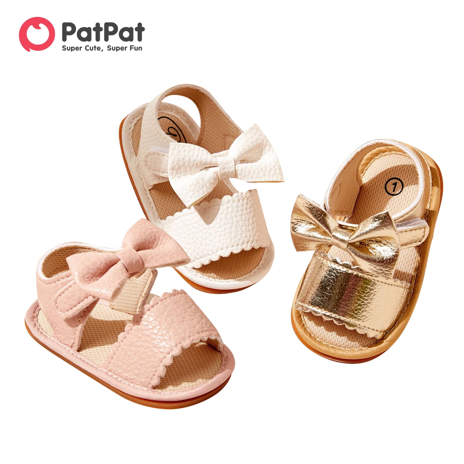 PatPat Girl Sandals Summer Lace Up Shoes Solid Color with Knot Back to ...