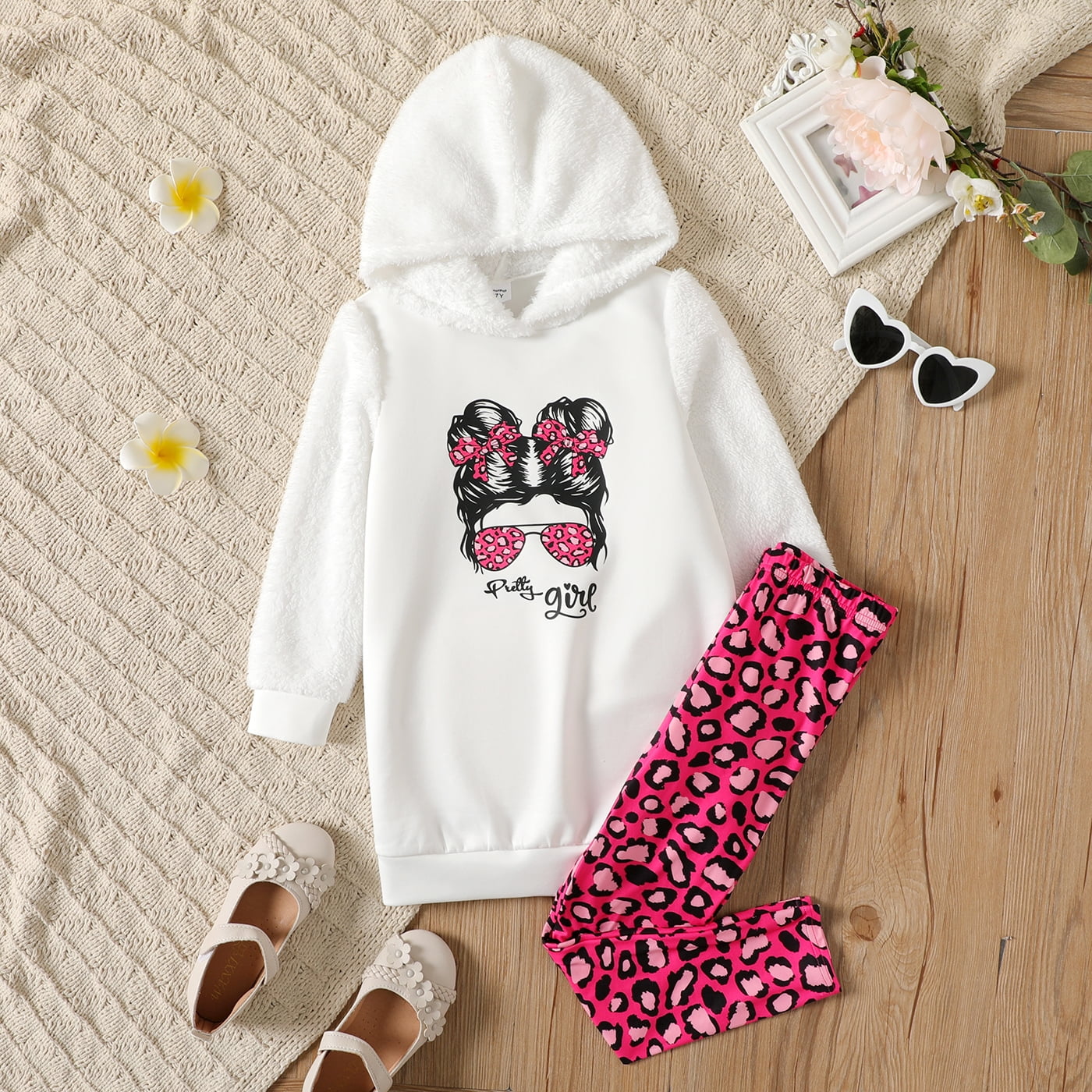 PatPat Girls 2 Pieces Outfit Sets Graphic Fleece Splice Hoodies with ...