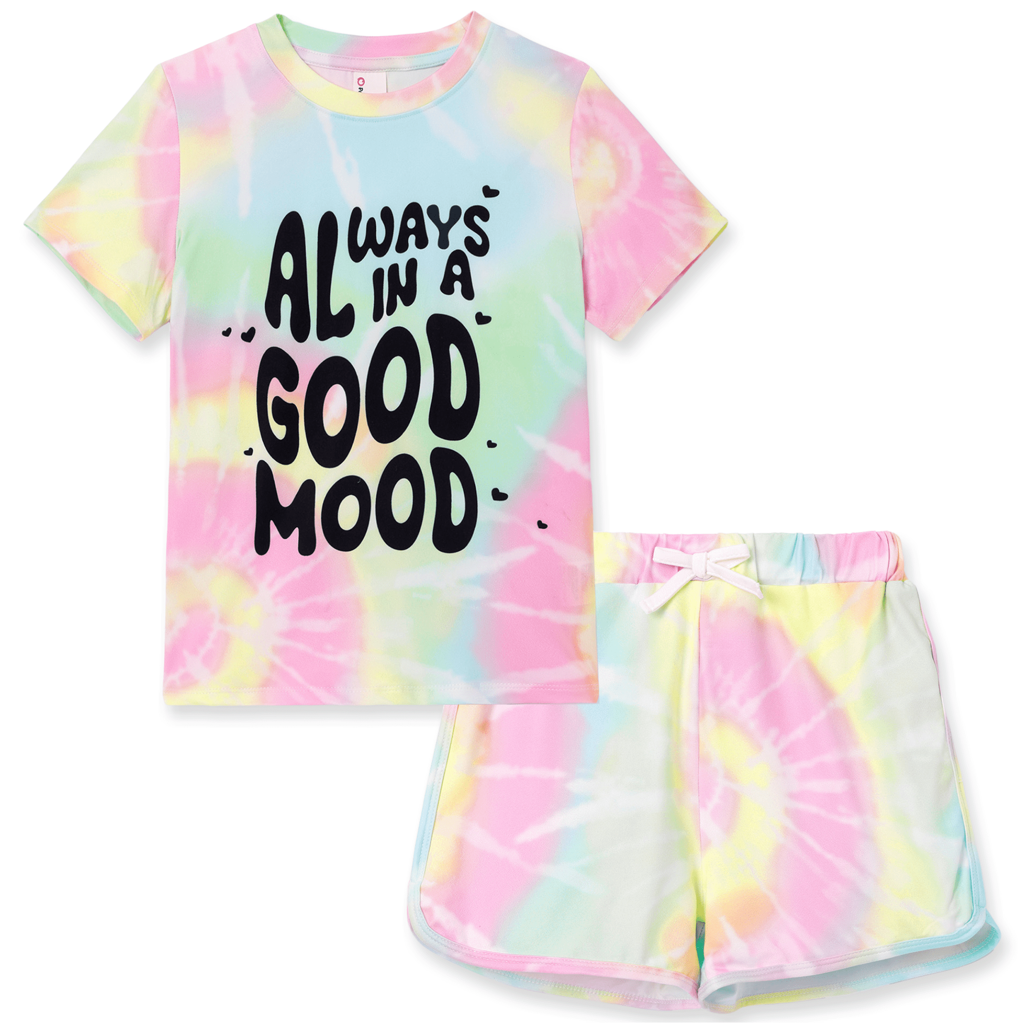 PatPat Girls Outfit Set Tie-Dye Graphic Short Sleeve T-Shirt and Shorts ...