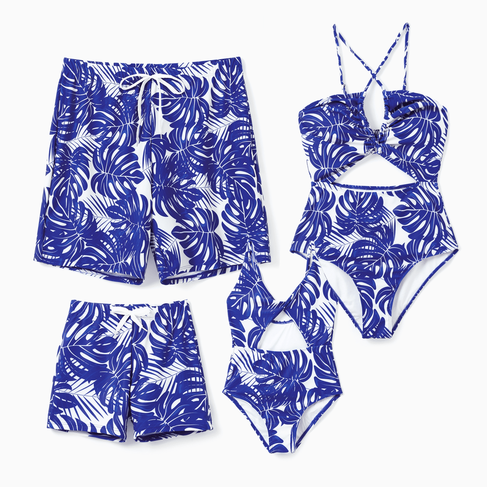 PatPat Girls Swimsuit Family Matching Swimwear Tropical Leaf Print ...