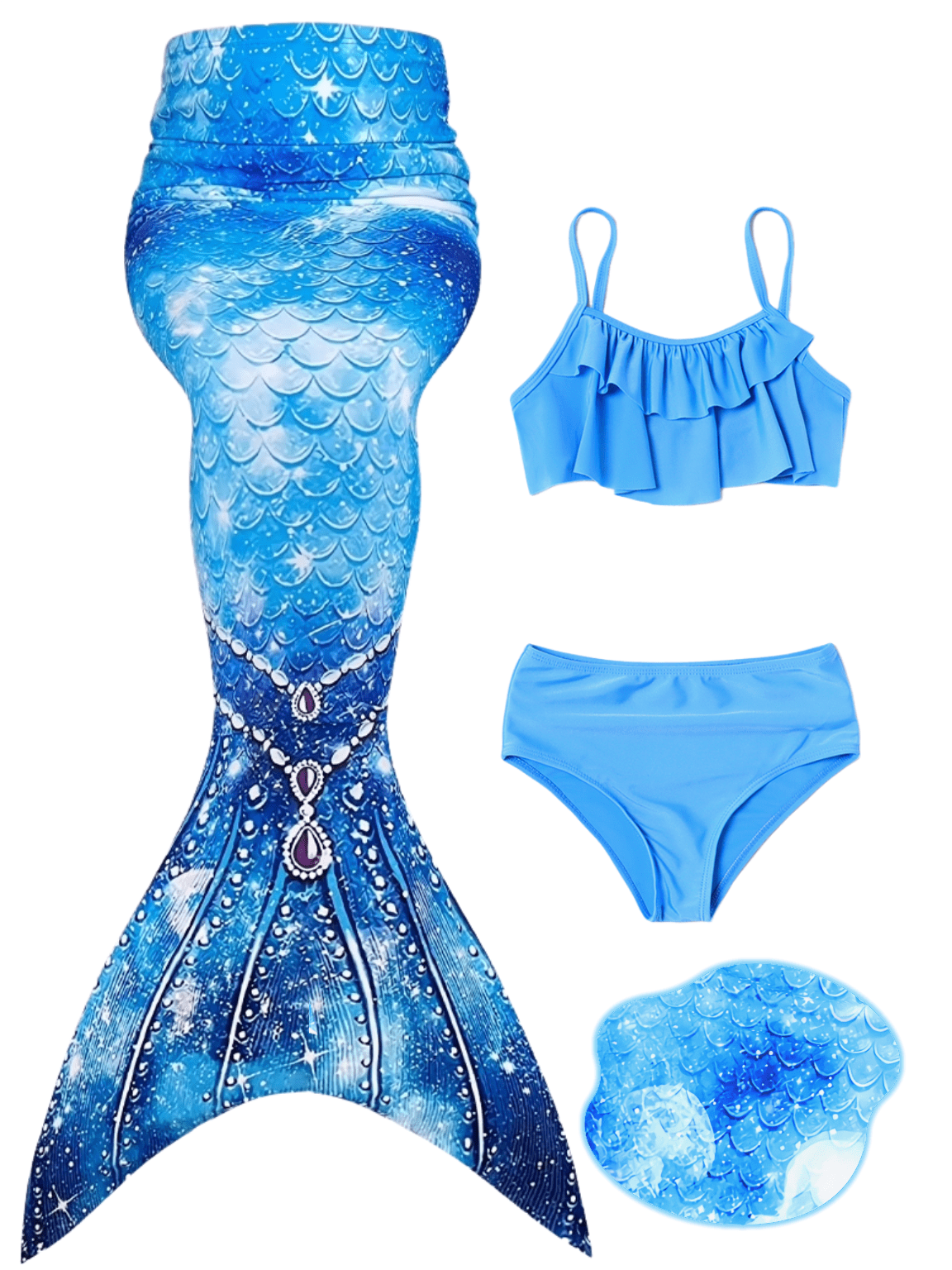 PatPat Toddler Mermaid Swimsuit with Tail, 3Pcs Bikini Set, UV ...