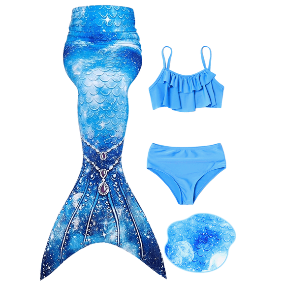 PatPat Toddler Mermaid Swimsuit with Tail, 3Pcs Bikini Set, UV ...