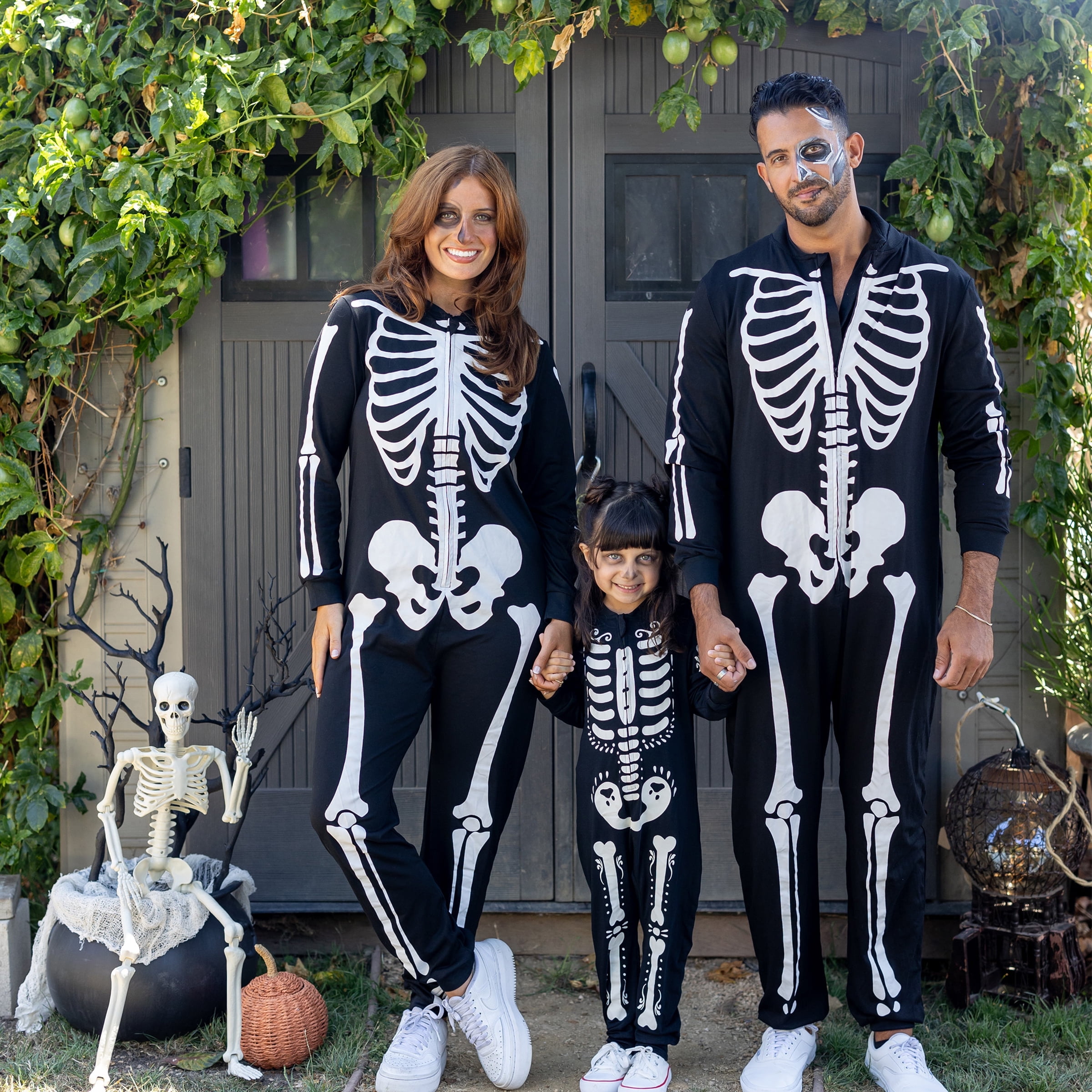 PatPat Halloween Family Matching Pajamas Sets Zipper Skeleton Pattern ...