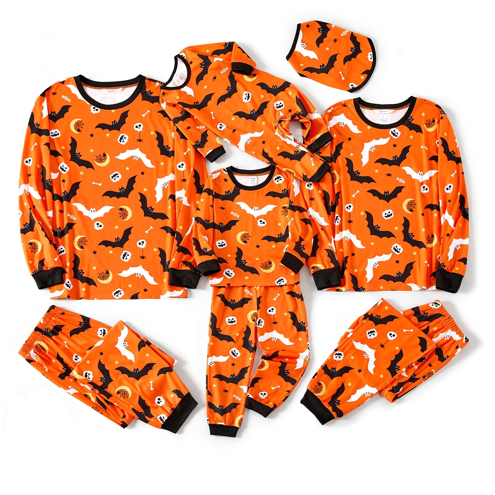 PatPat Halloween Family Matching Solid Color Bat Ghost Print Pajamas ...