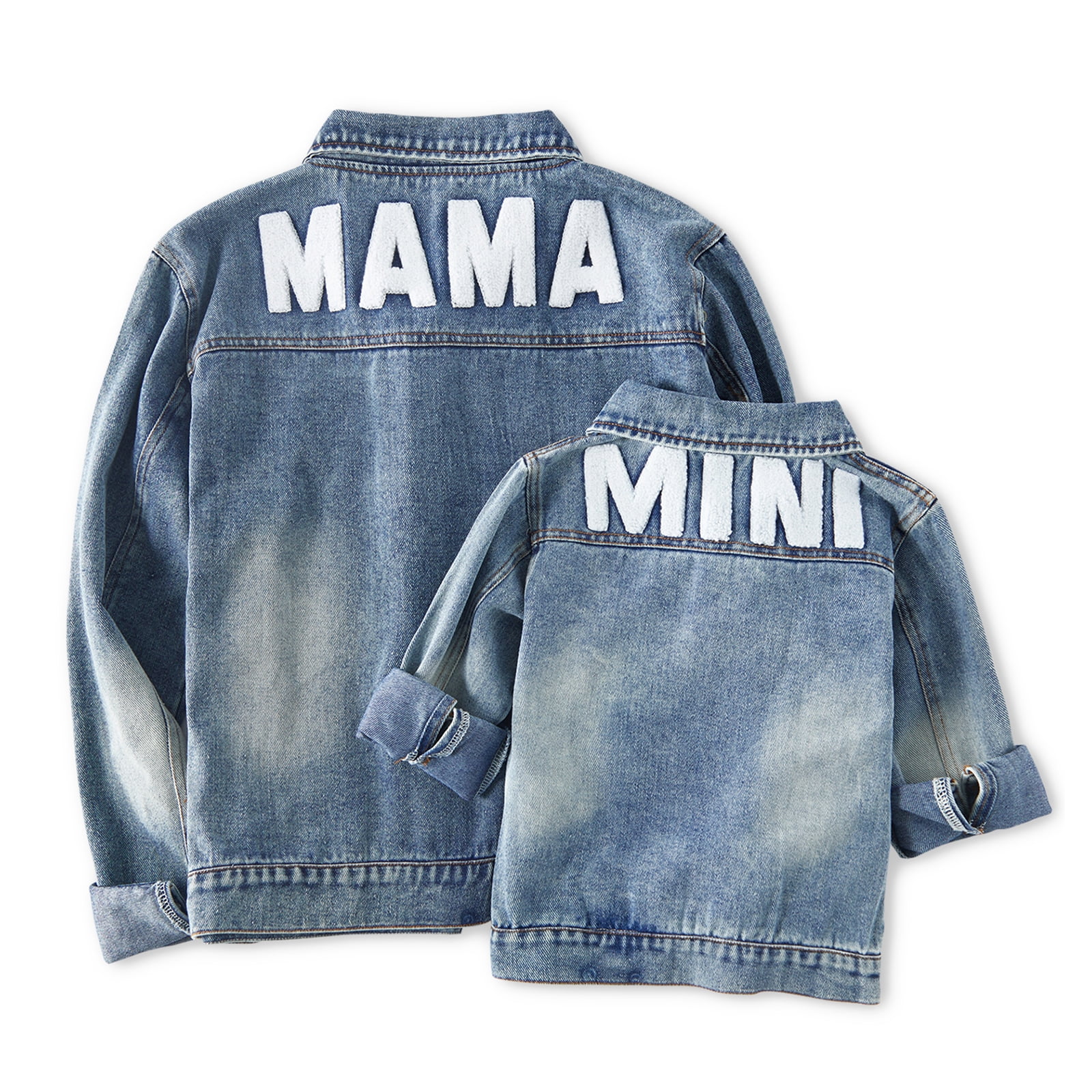 PatPat Light Blue Jean Jacket with Letter Design, Long-sleeve ...
