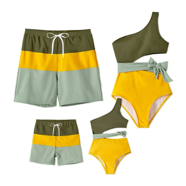 PatPat Mens Swim Trunks Colorblock Board Shorts Family Matching ...