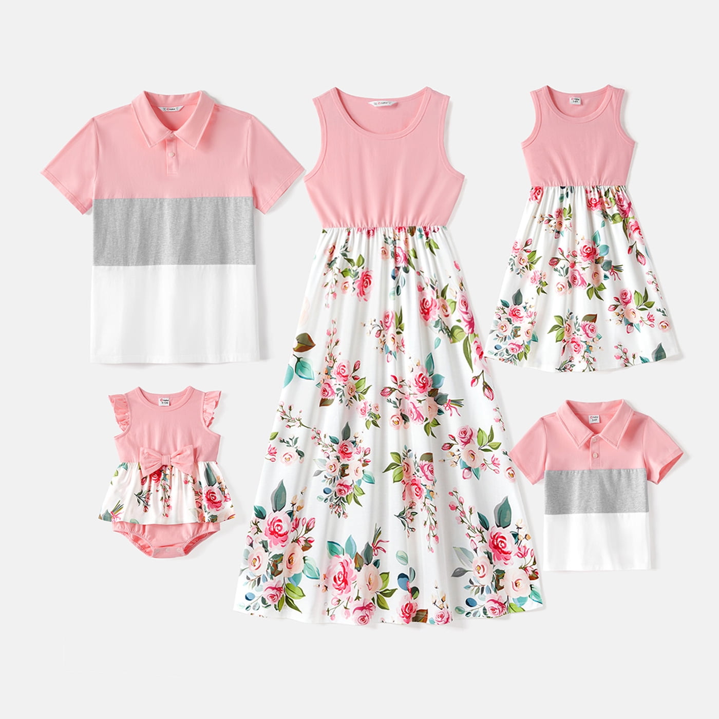 PatPat Mommy and Me Family Matching 95% Cotton Colorblock Polo Shirts ...