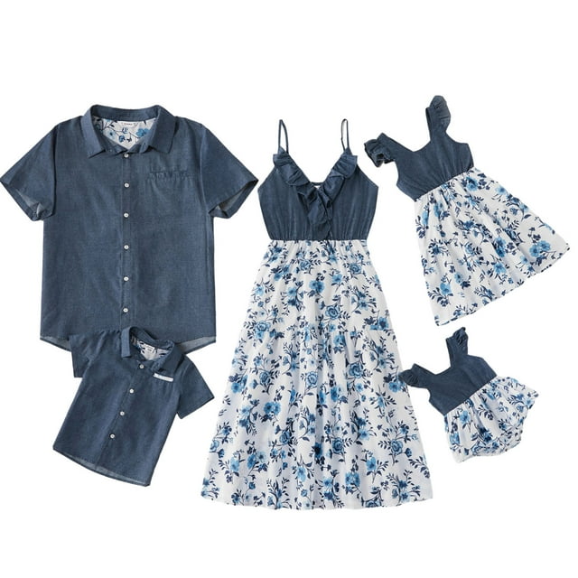 PatPat Mosaic Cotton Family Matching Outfits Mommy and Me Dresses and ...