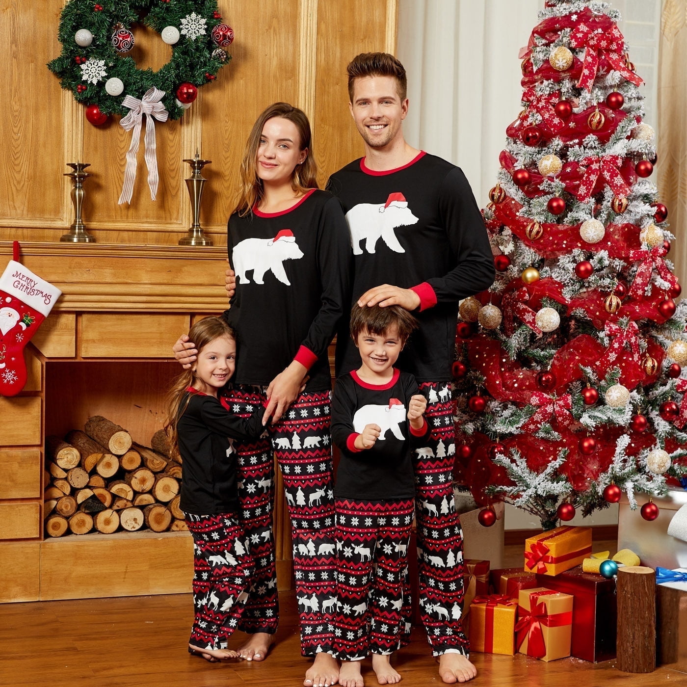 PatPat Christmas Family Matching Pajamas Holiday Sets Bear Top and ...