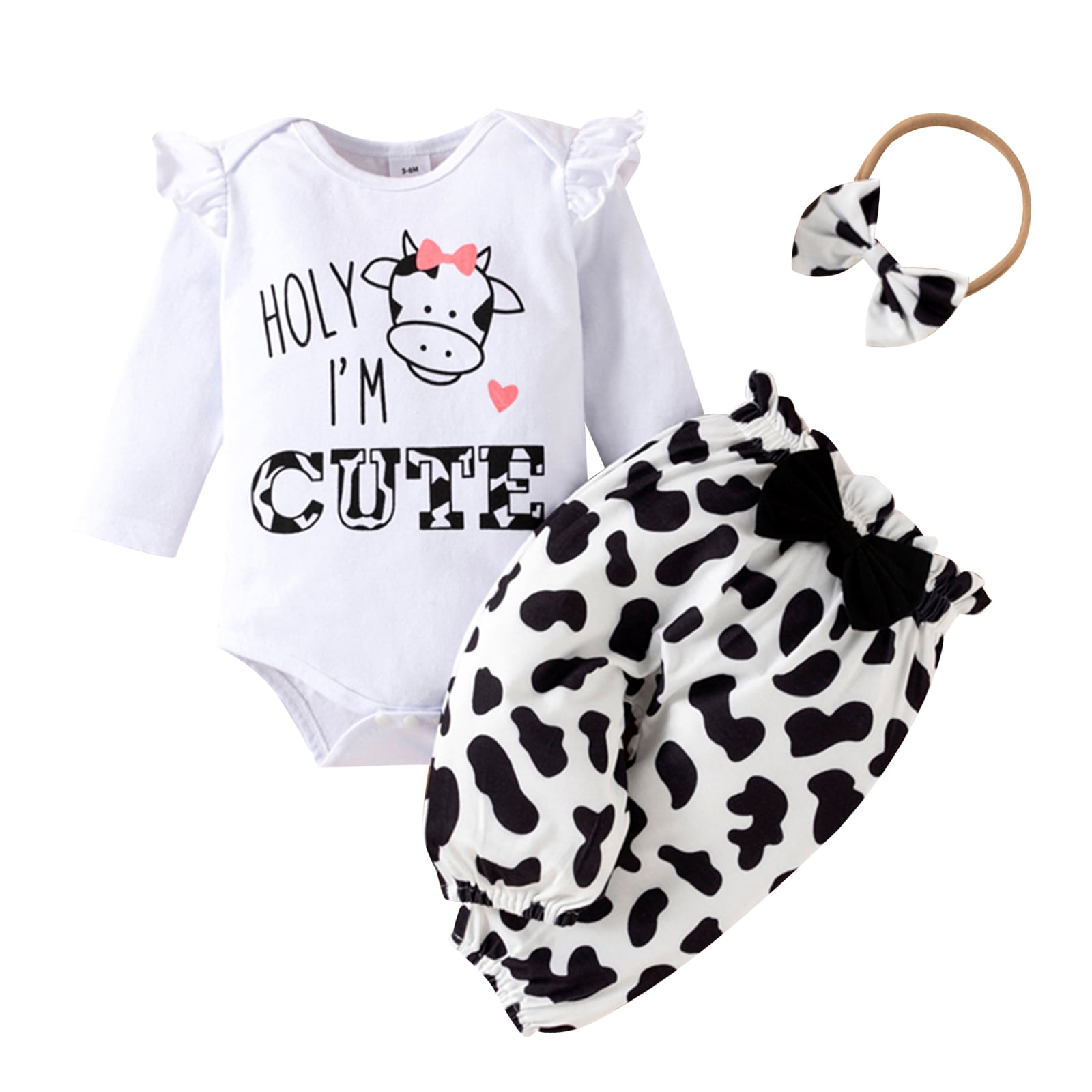 PatPat Newborn Baby Girl Clothes Long Sleeve Romper Bodysuit and Pants ...