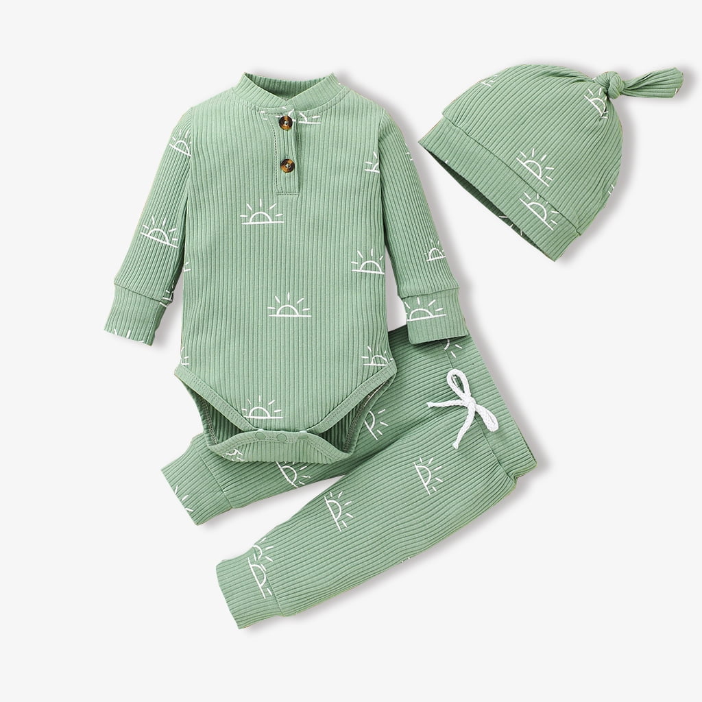 PatPat Newborn Baby Pajamas Boy Girl Clothes Cotton Ribbed Long Sleeve ...