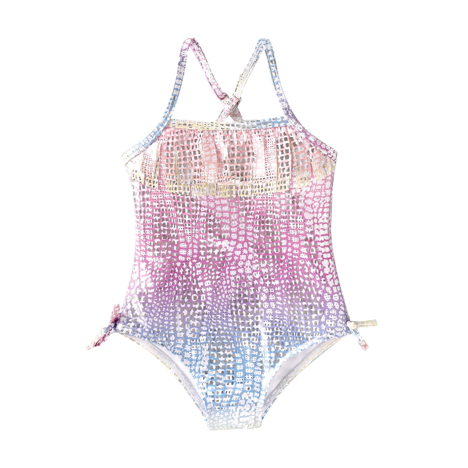 PatPat Sleeveless Gradual Plaid Bathing Suit Pink Toddler Girls ...