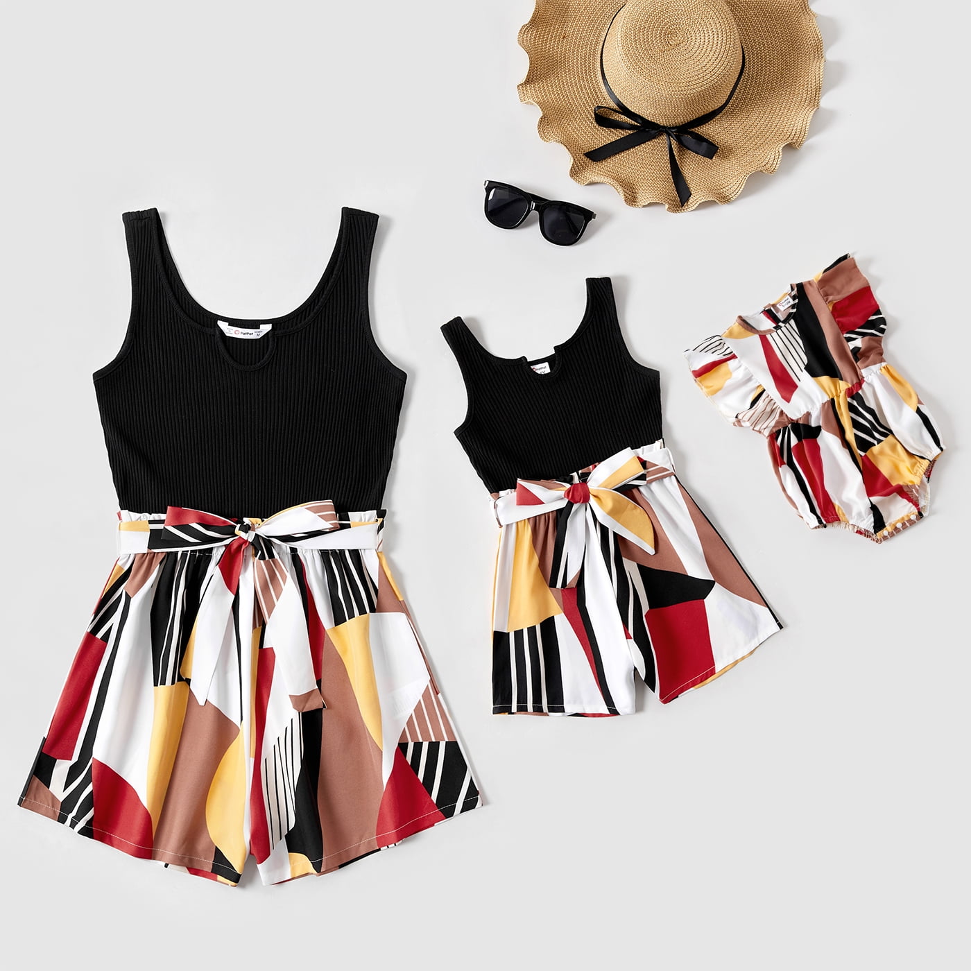 PatPat Women Jumpsuits Rompers for Women Black Stripe Mommy and Me ...