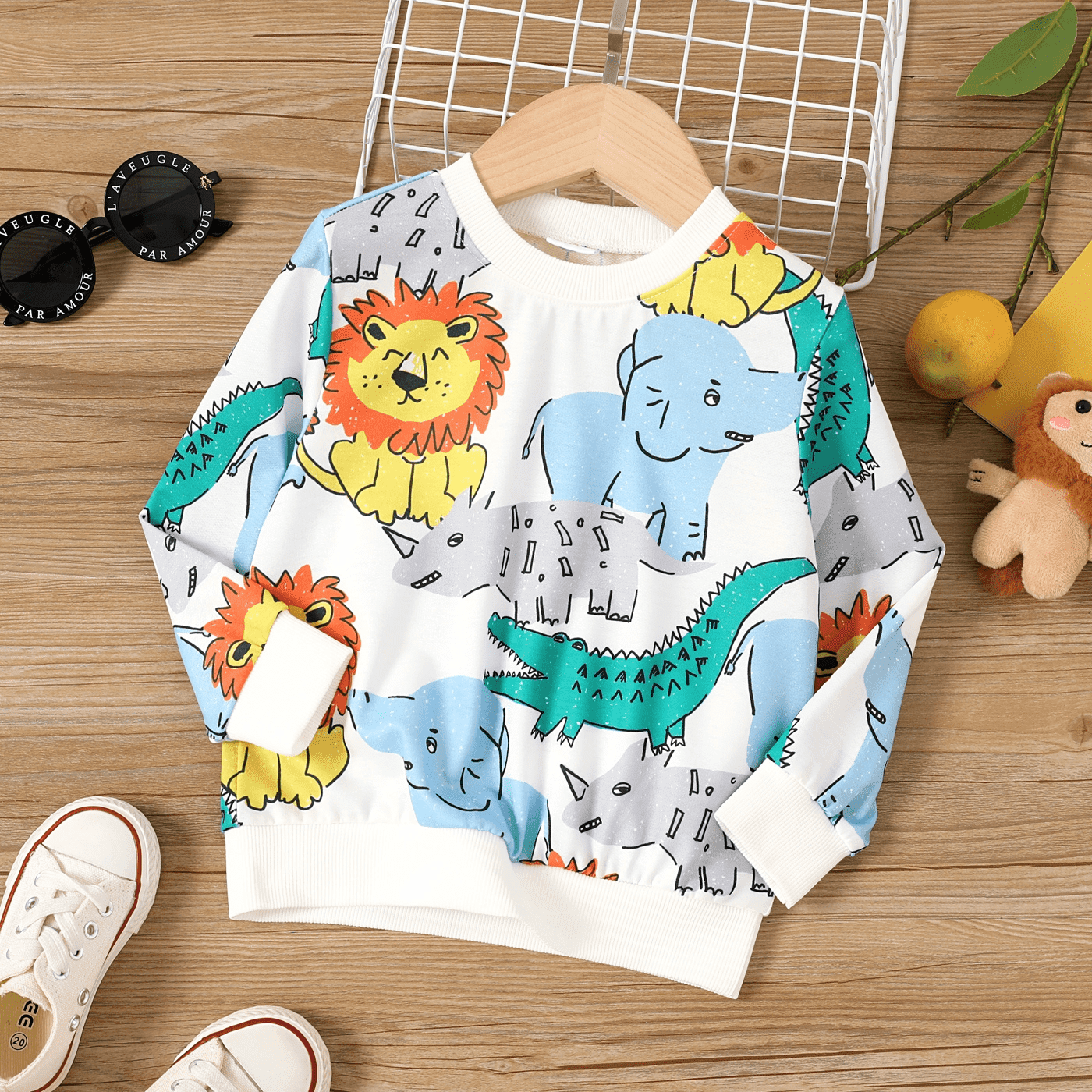 PatPat Toddler Boy Clothes Animal Lion Pattern Pullover Long Sleeve ...