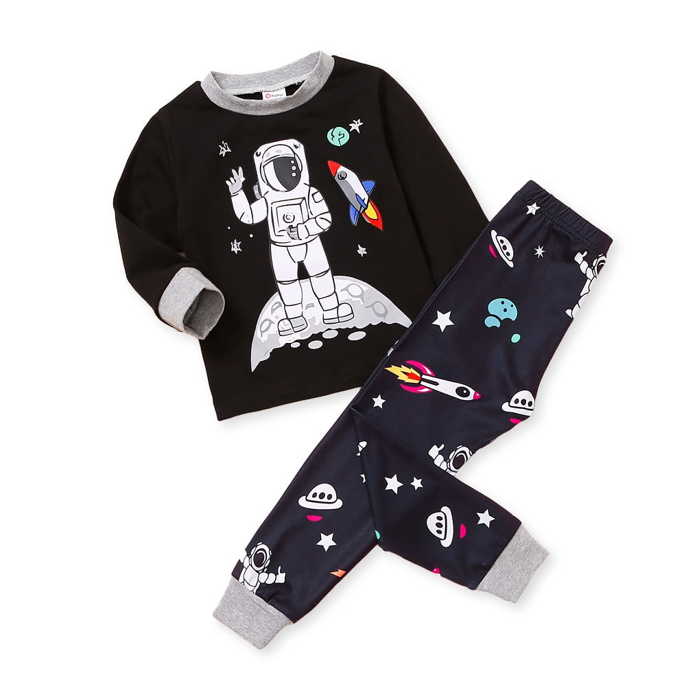 PatPat Toddler Boy Girl Space Rocket Astronaut Planet Pajamas Pullover ...
