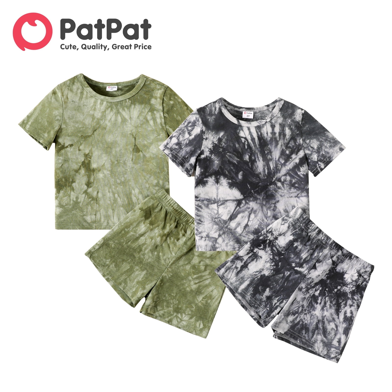 PatPat 2-Piece Toddler Boys Outfit Set, Tie-Dye 100% Cotton Short ...