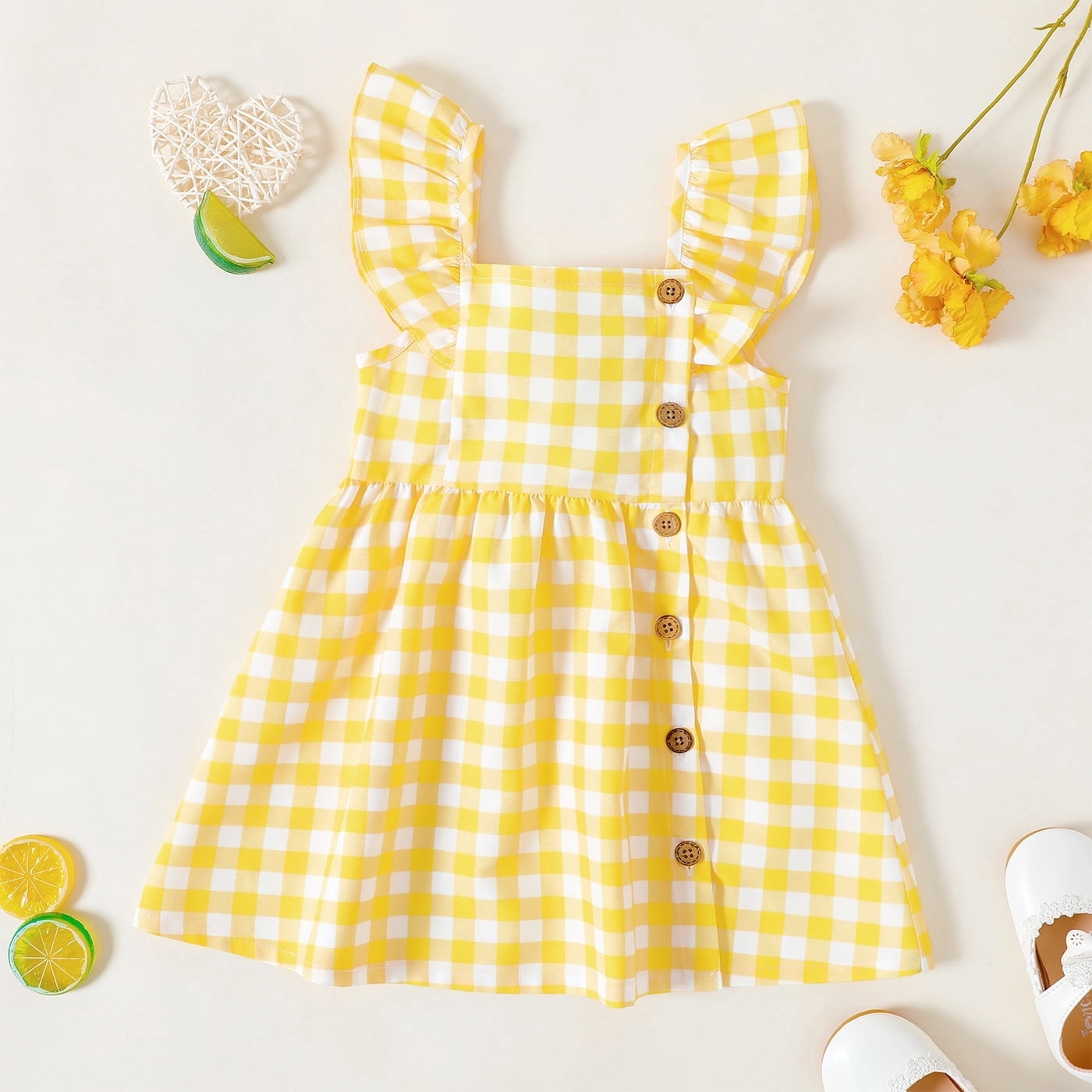 PatPat Toddler Girl Dresses Little Girls Summer Clothes Button Plaid ...