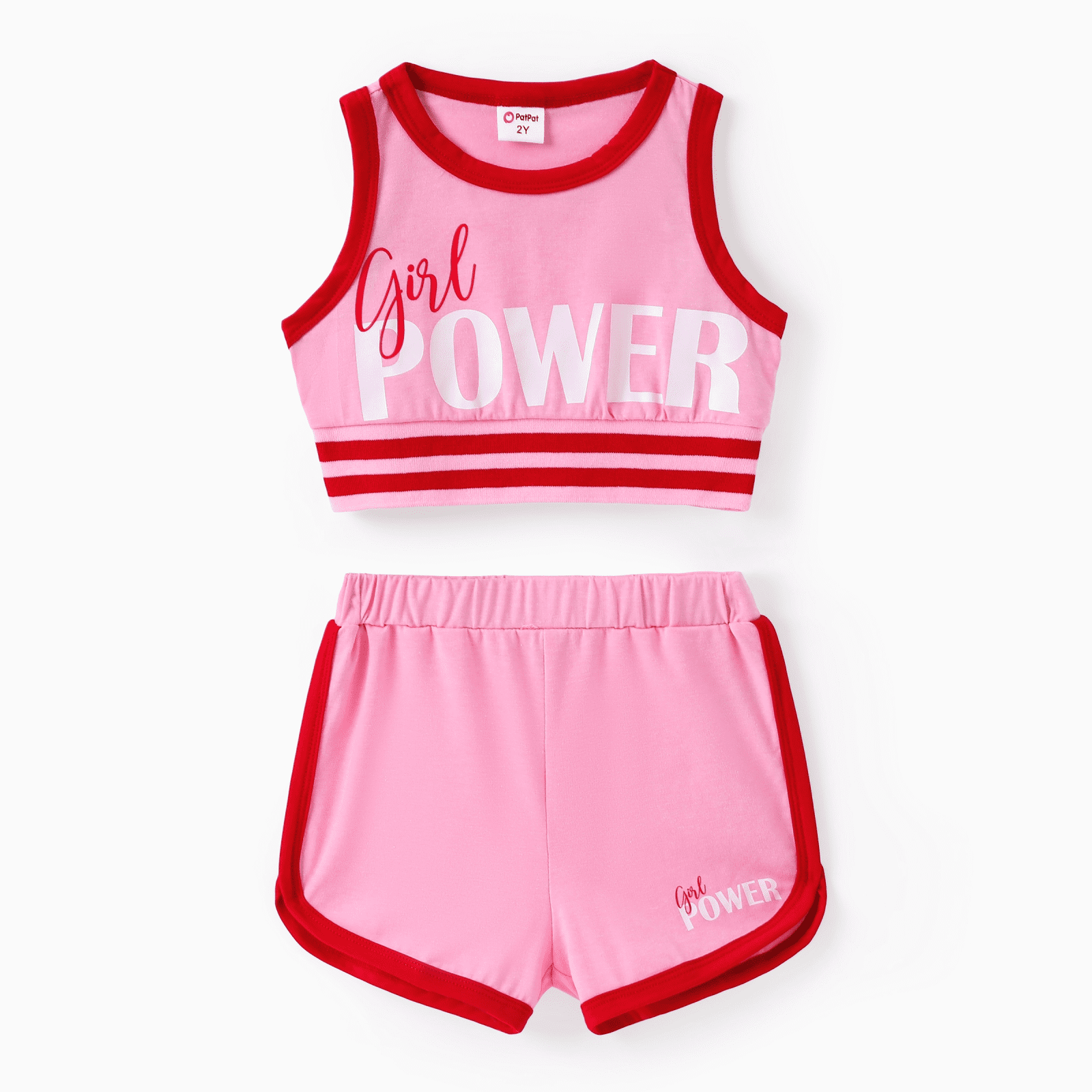 PatPat Toddler Girls Clothes 2pcs Letter Print Tank Top and Shorts Outfit Sets, Pink, 2 Years ...