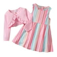 PatPat Toddler Girls Clothes Kid Girls Dresses 2pcs Colourful Stripe Sleeveless Dress and Long ...