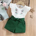 PatPat Toddler Girls Outfits Sets Baby Girl Clothes 2pcs Cotton Floral Embroidery Top and Shorts ...