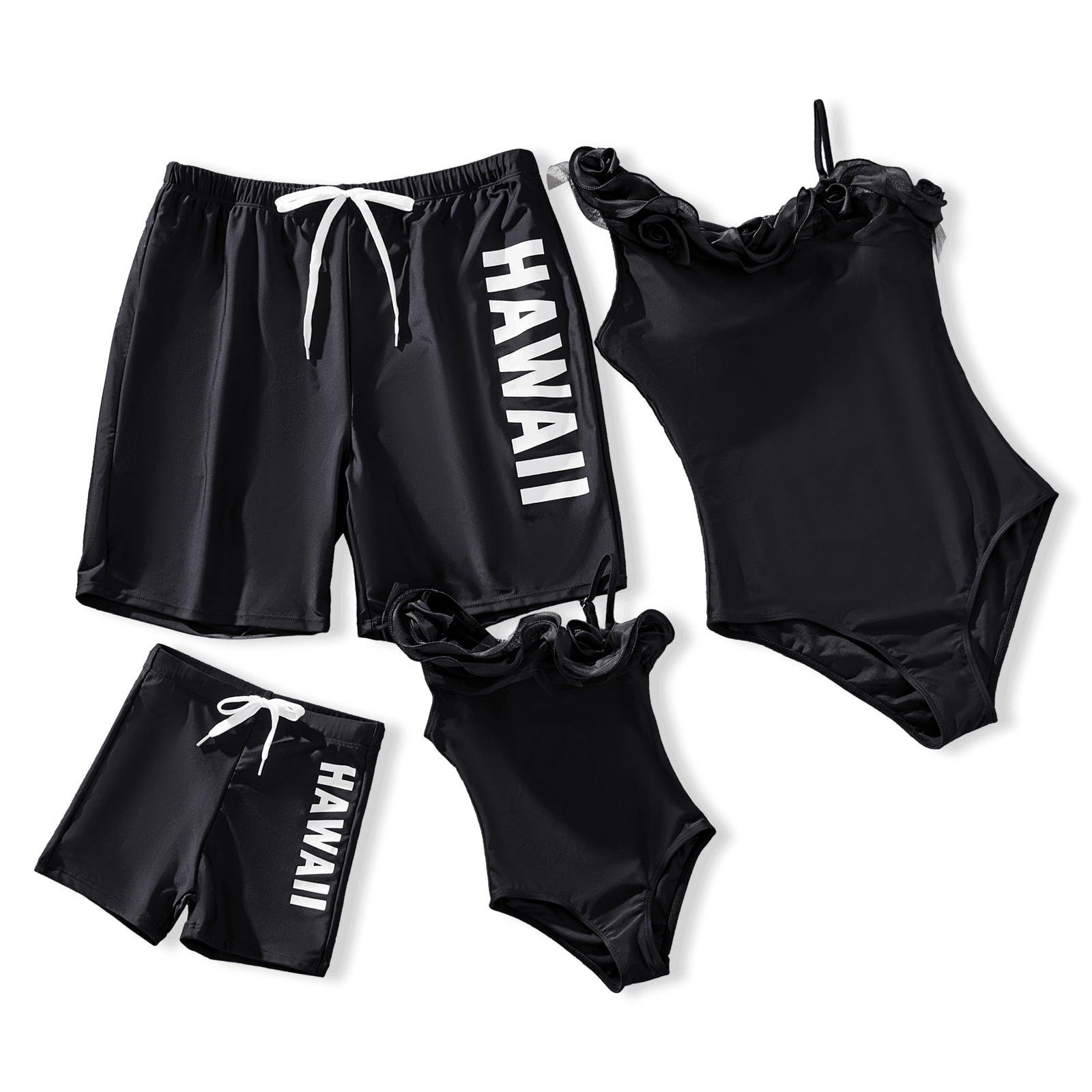 PatPat Toddler Girls Swimsuits One Piece Black Bikinis 3D Flower Family ...
