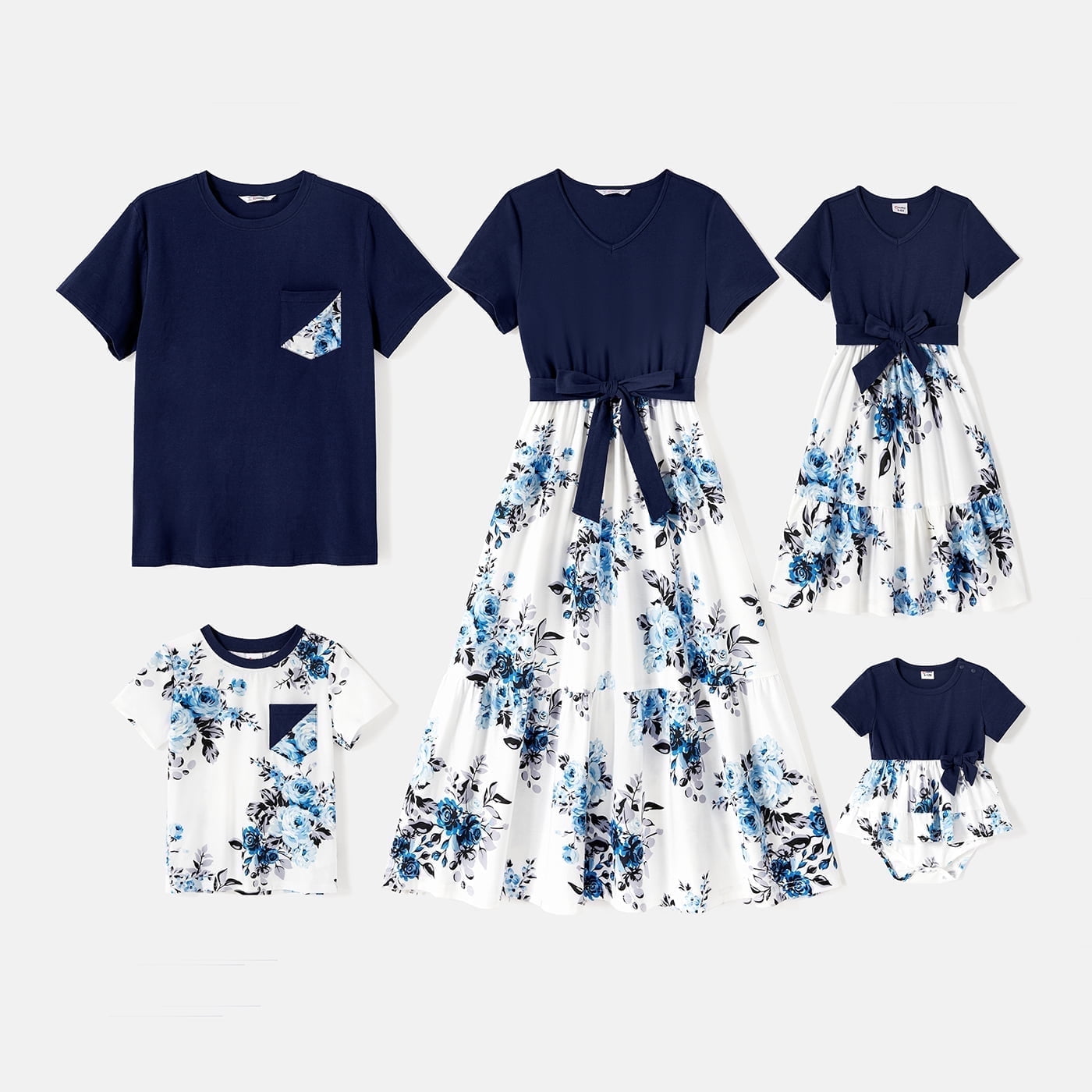 PatPat Women Dresses Family Matching Mommy and Me Short-sleeve Floral ...