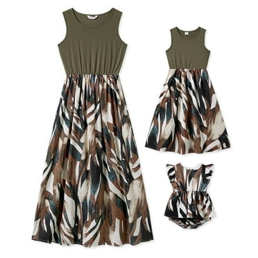 PatPat Family Matching Dresses Brown Toddler Girl 2T Mommy and Me Allover Leopard Print Bow Side ...