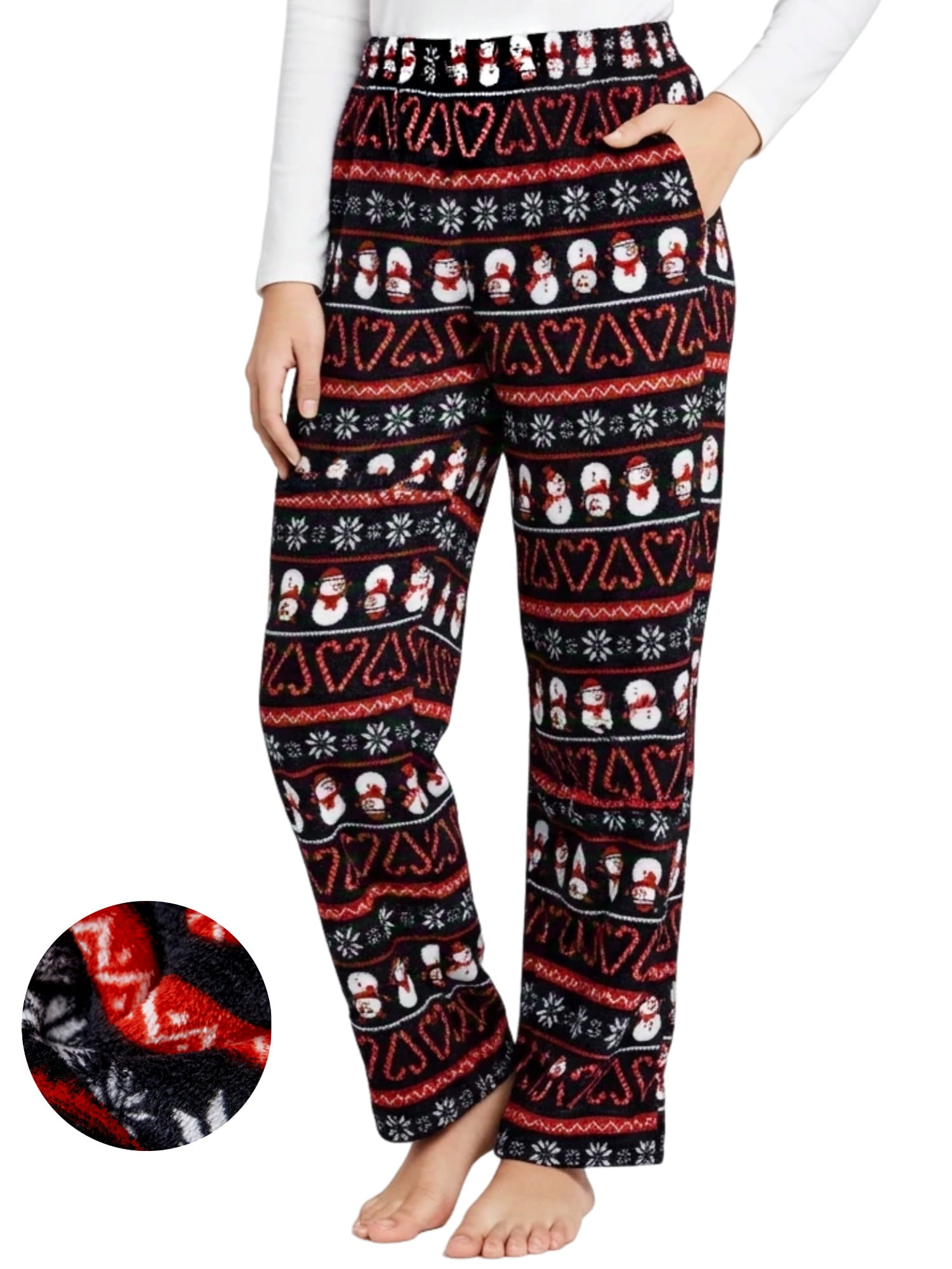 PatPat Women Christmas Pj Pants Flannel Plush Pajamas Bottom Snowman ...