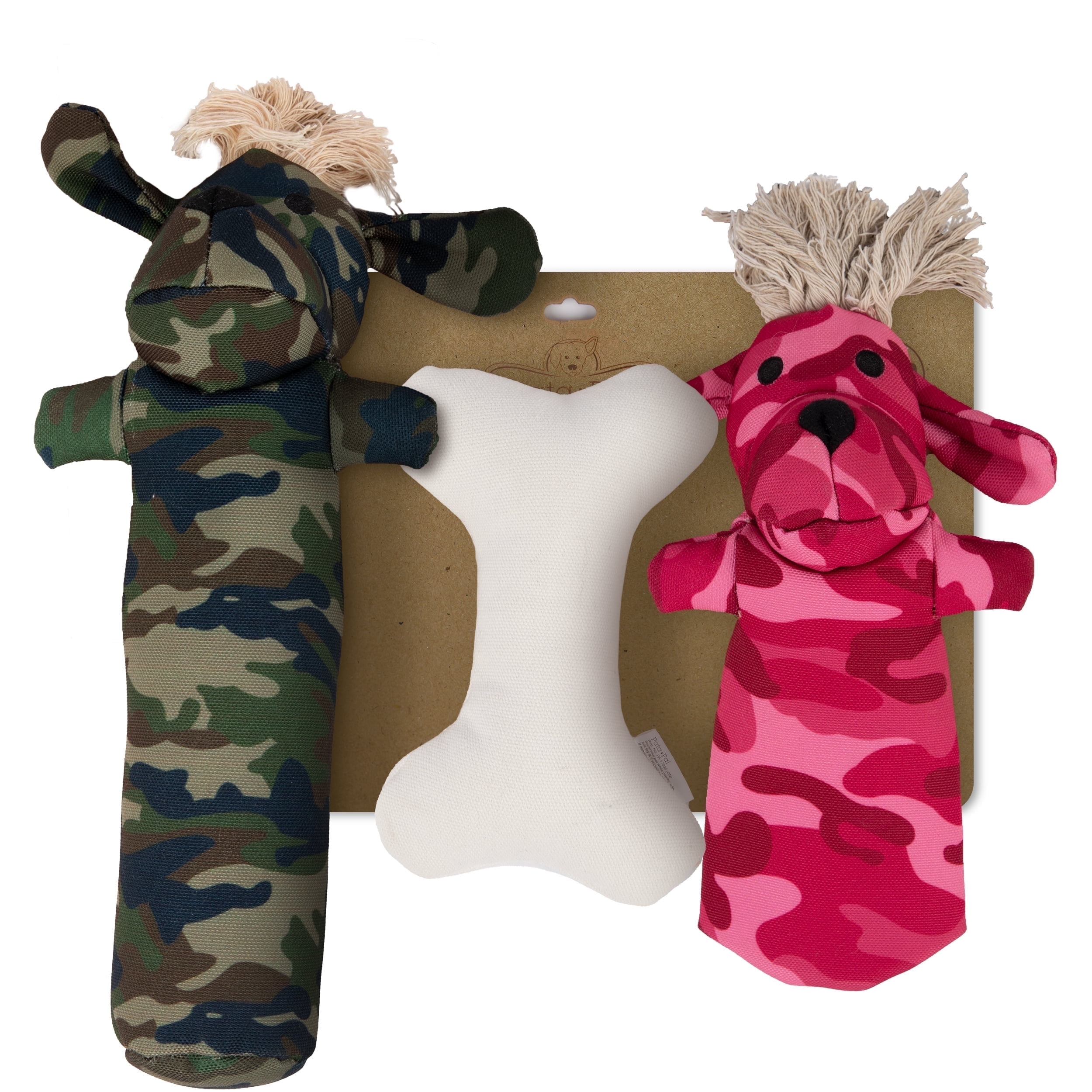 Pata Pal Set of 3 Cotton Pet Canvas Chew Toys - (Sarg, T-Bone & Pinky ...