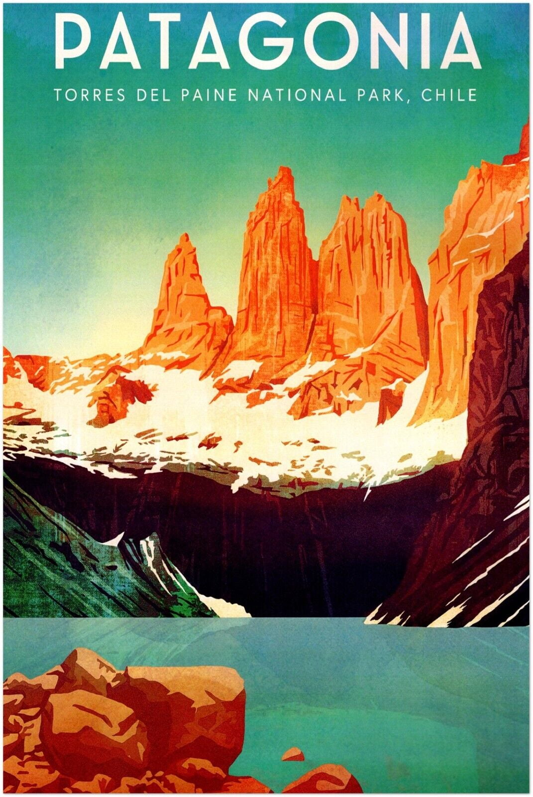 Patagonia - Chile - Vintage Travel Poster (8x12Inches) - Walmart.com