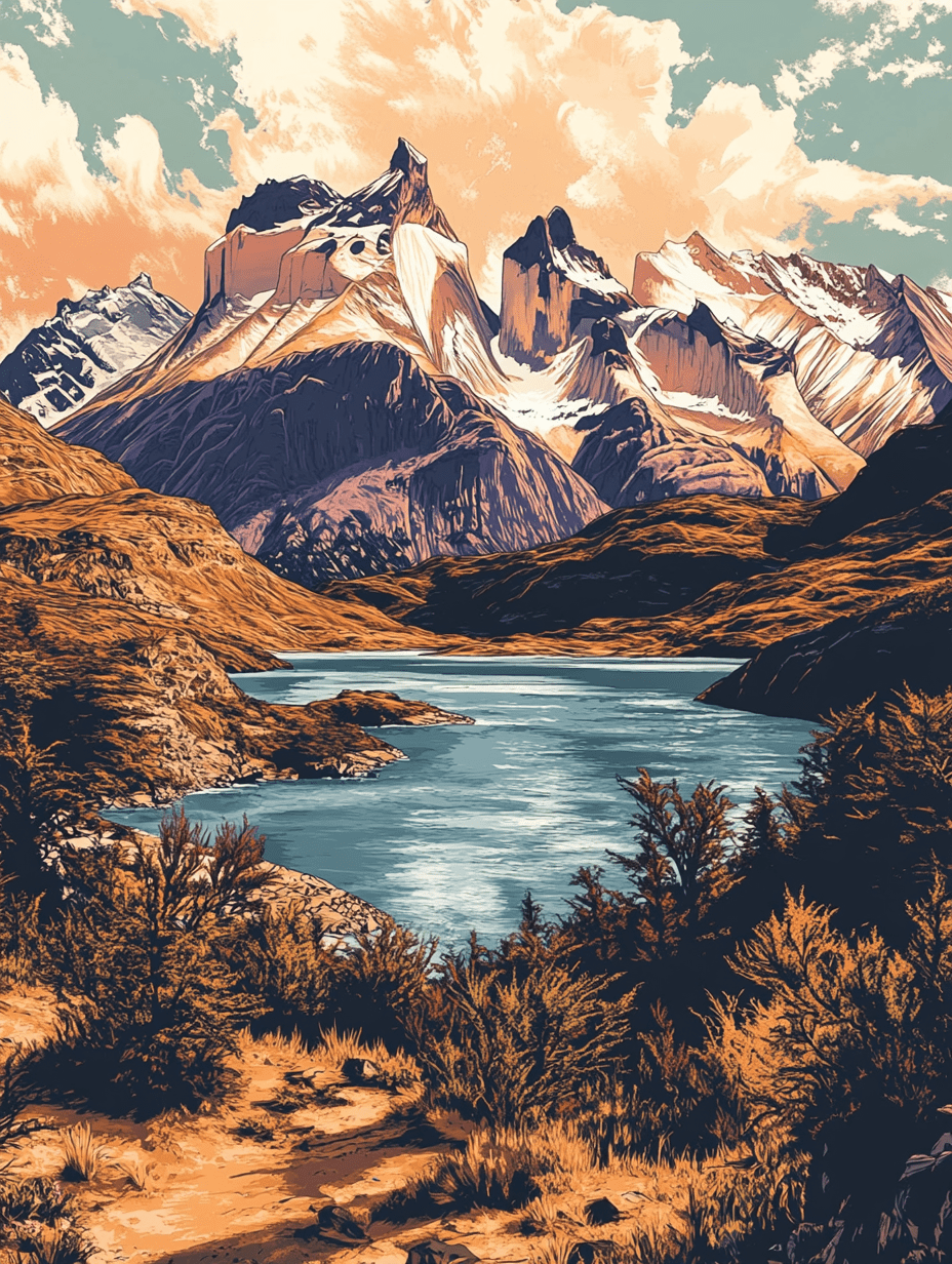 Patagonia Mountain Lake Canvas Print/Wall Art，Suitable for Living Room ...