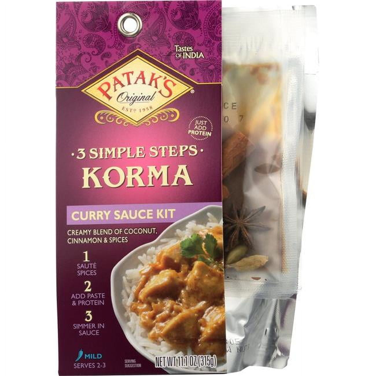Patak's 3 Simple Steps Curry Sauce Kit, Korma - Walmart.com