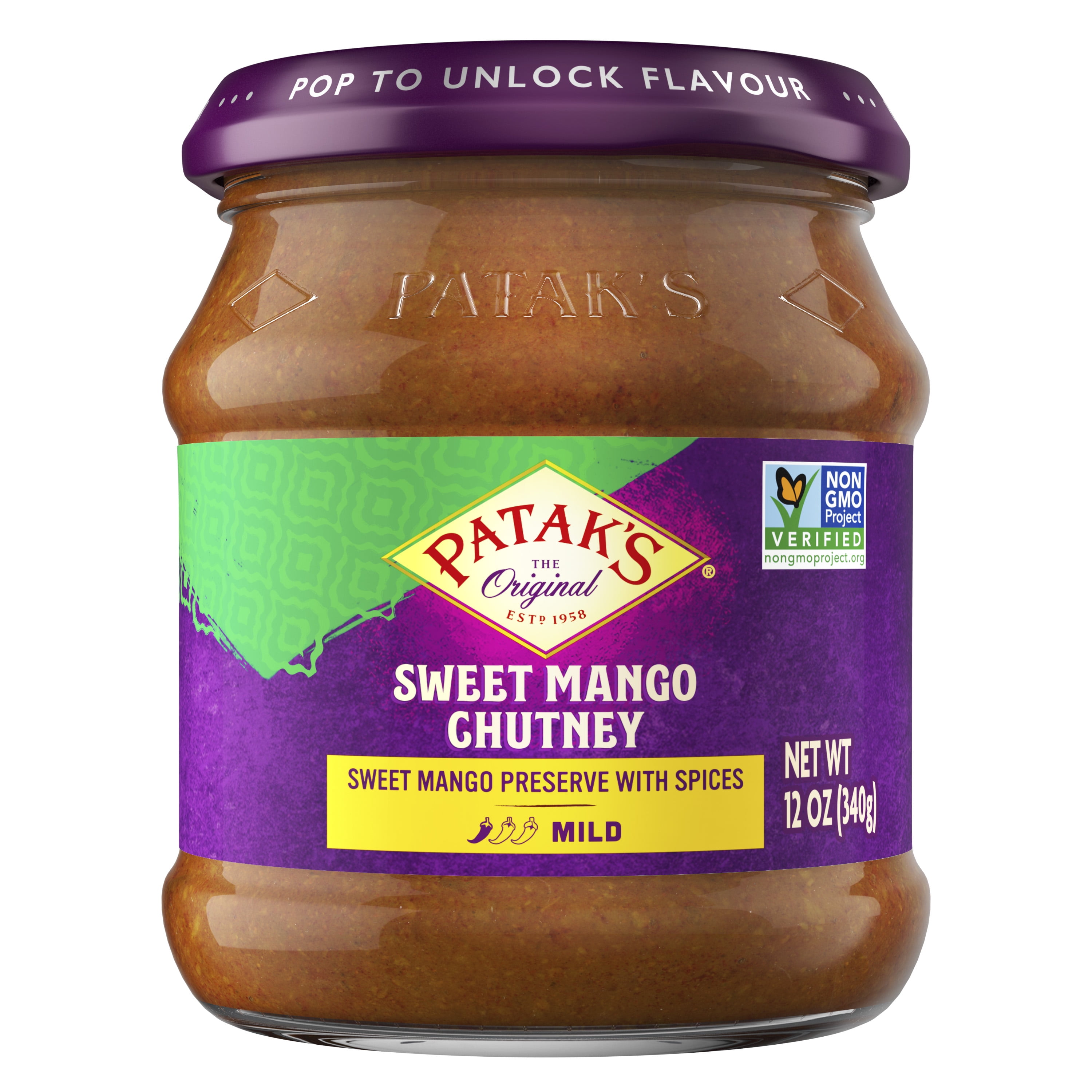Patak Sweet Mango Chutney 12 oz, Authentic Flavor, Versatile for Dishes ...