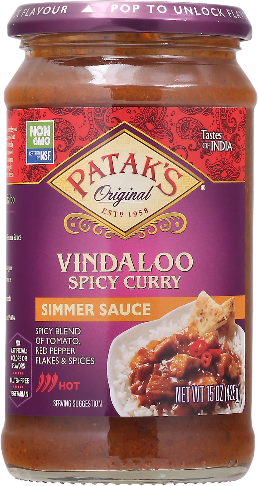 Patak's - Simmer Sauce Vindaloo Spicy 15oz - Walmart.com