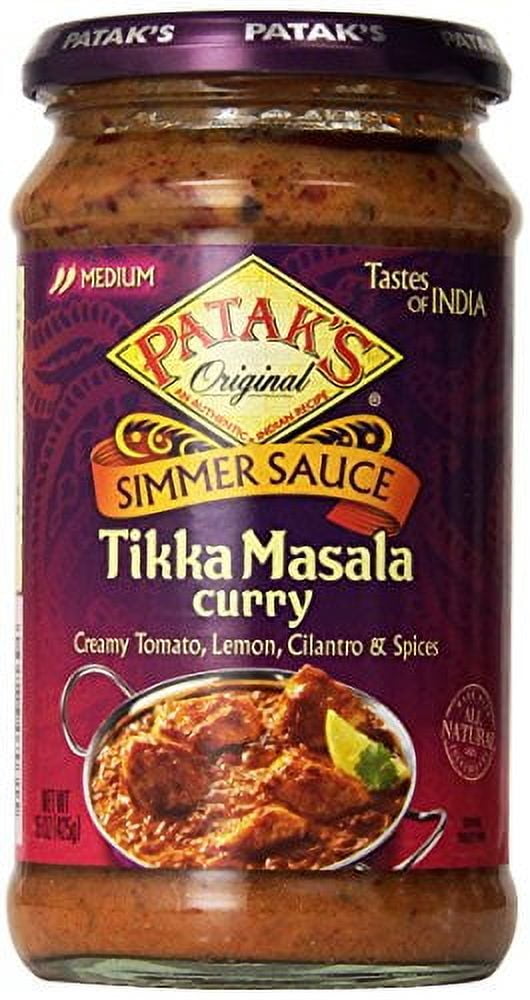 Patak's Tikka Masala Curry Cooking Sauce, Medium, 15-Ounce Glass Jars ...