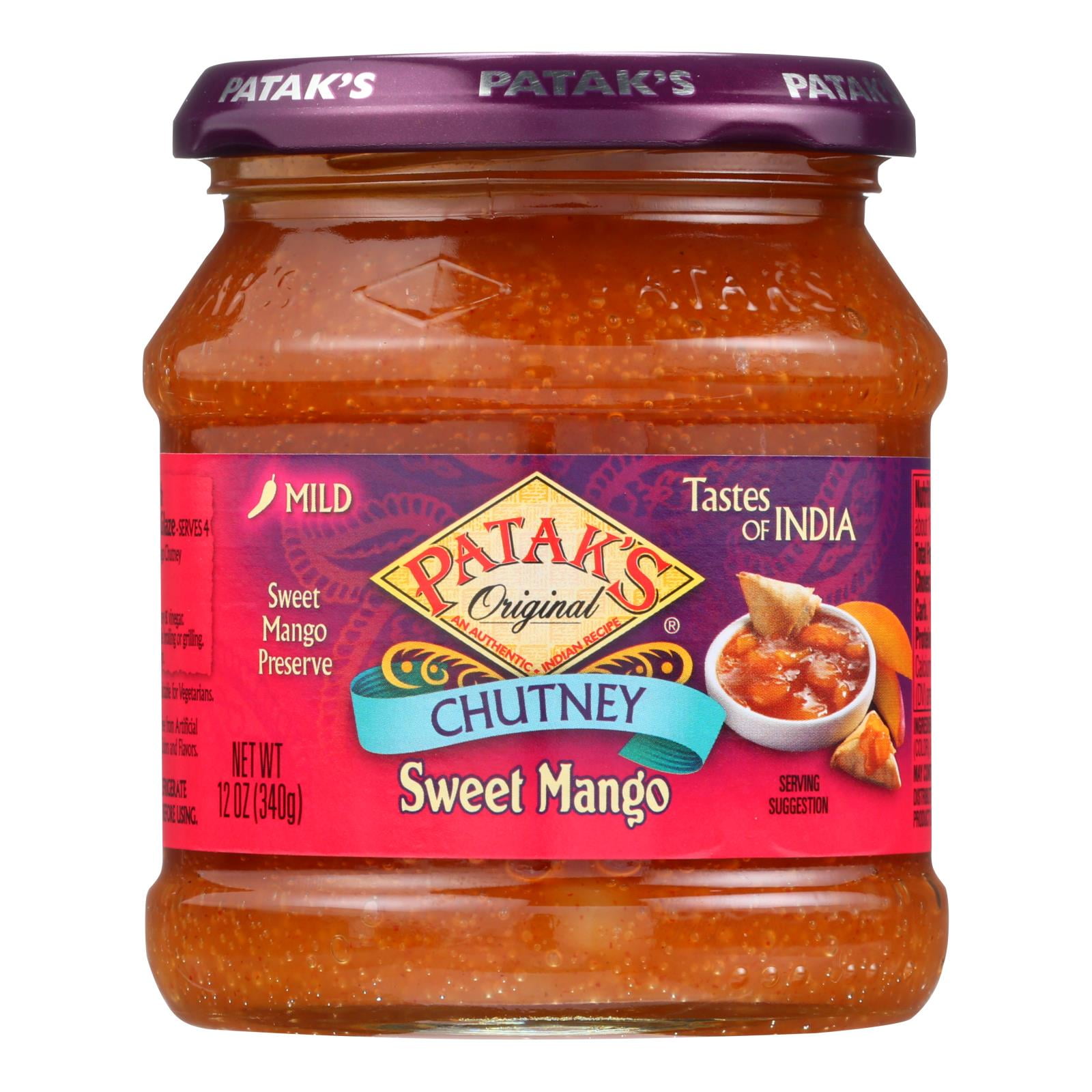 Pataks Indian Sweet Mango Chutney - Mild, GMO Free, Vegetarian - 12 Oz ...