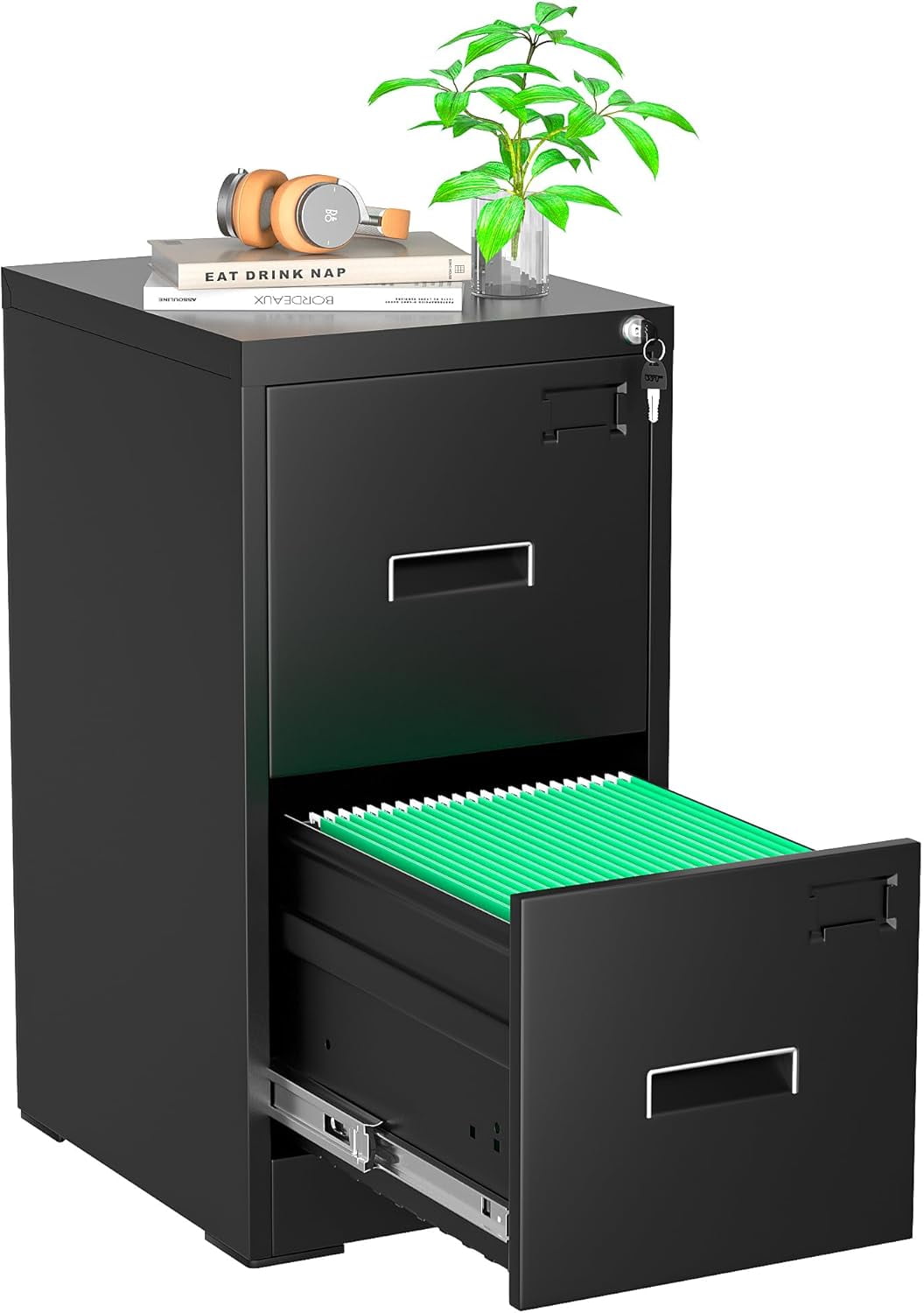 Pataku 2 Drawer File Cabinet with Lock, 18" D Locking File Cabinets ...