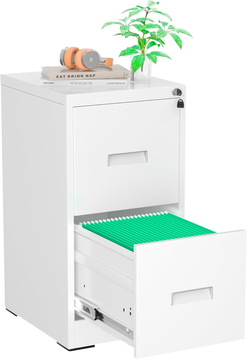 Pataku 2 Drawer File Cabinet with Lock, 18" D Locking File Cabinets ...