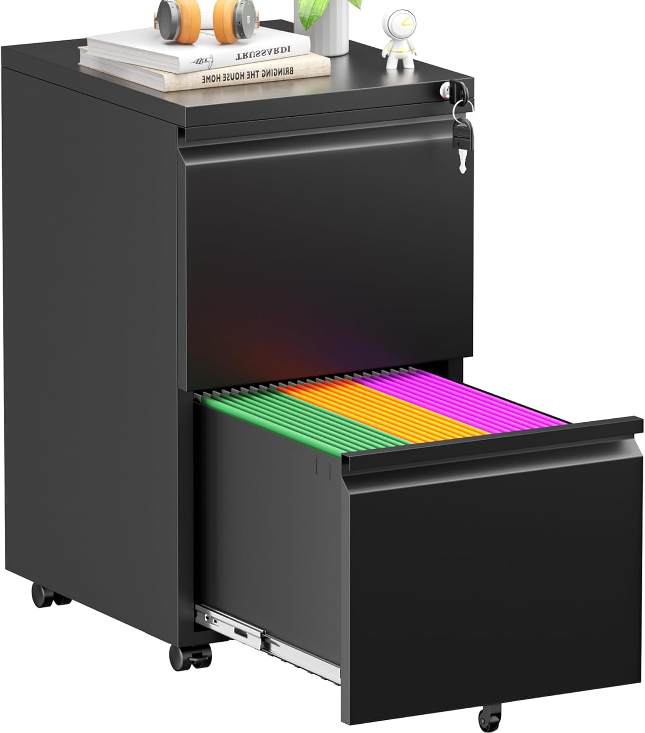 Pataku 2 Drawer File Cabinet, Small File Cabinets with Lock, Metal ...