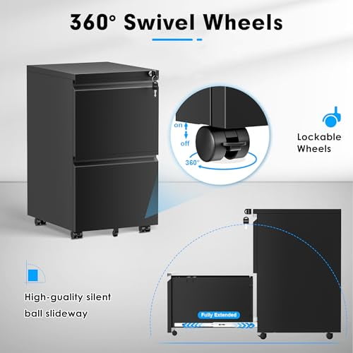 Pataku 2 Drawer File Cabinet, Small File Cabinets with Lock, Metal ...