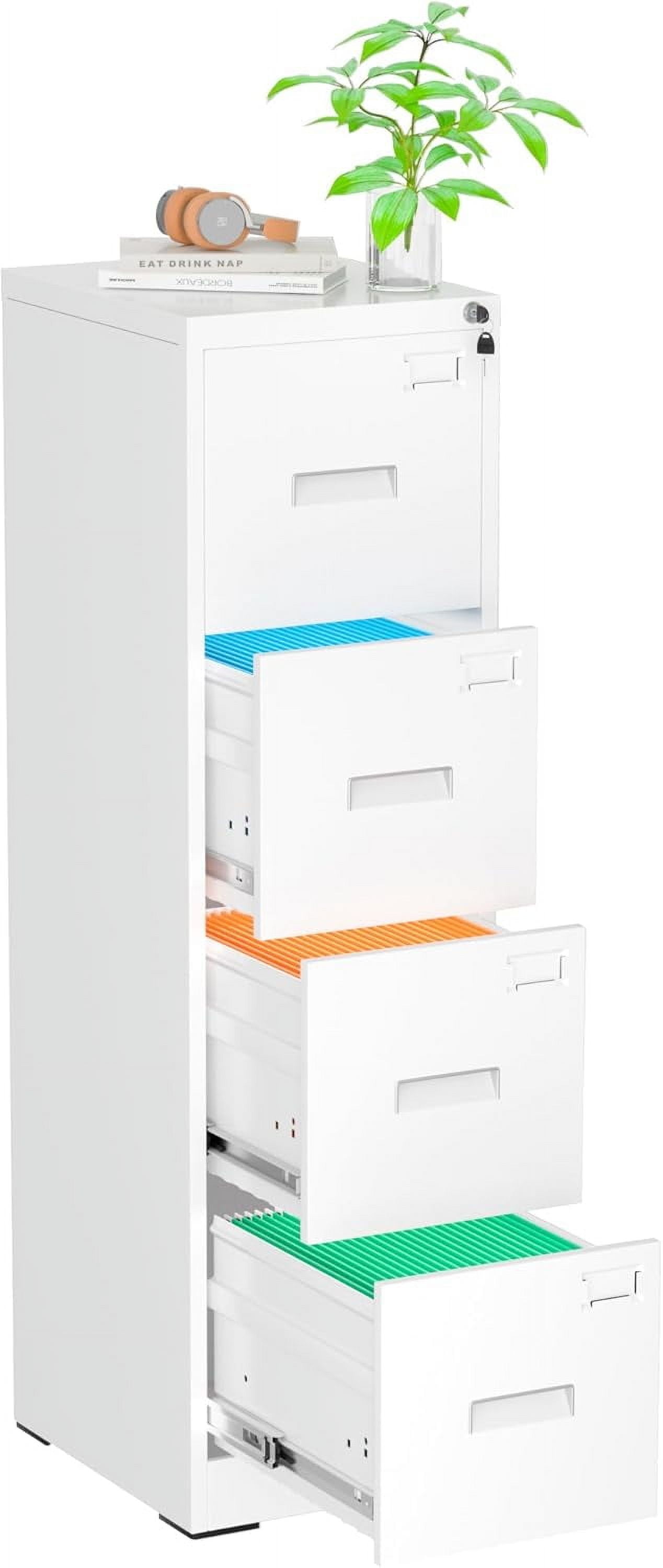 Pataku 4 Drawer File Cabinet with Lock, 18" D Locking File Cabinets ...