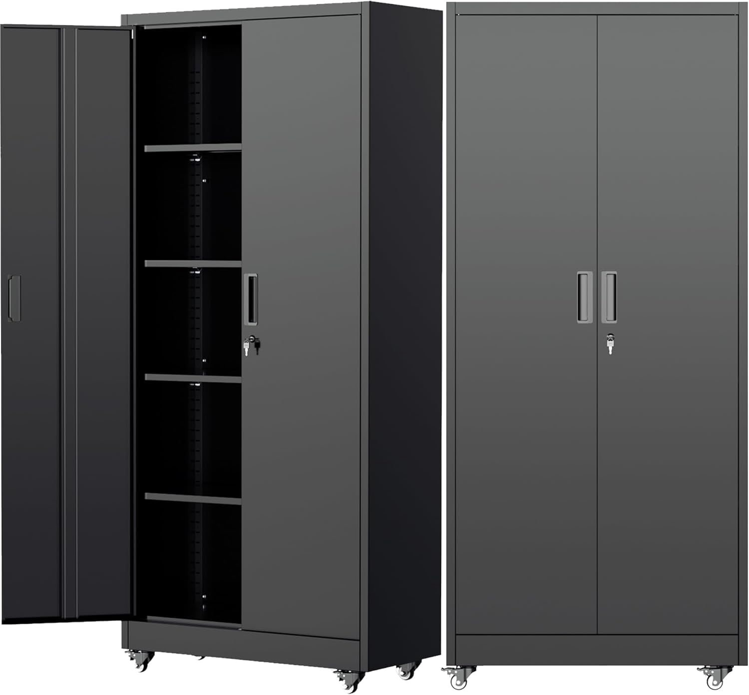 Pataku 73" Metal Storage Cabinet with Wheels, Garage Storage Cabinet ...