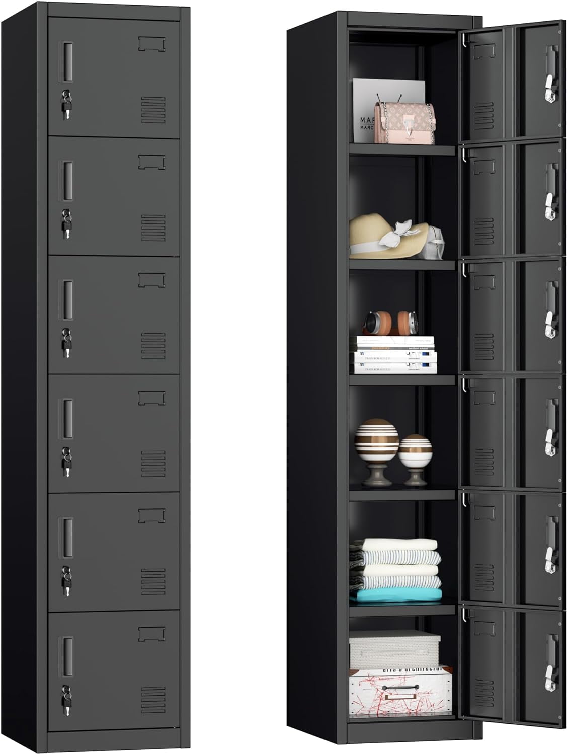 Pataku Locker for Employees，Metal Locker Organizer with 6 Doors for ...