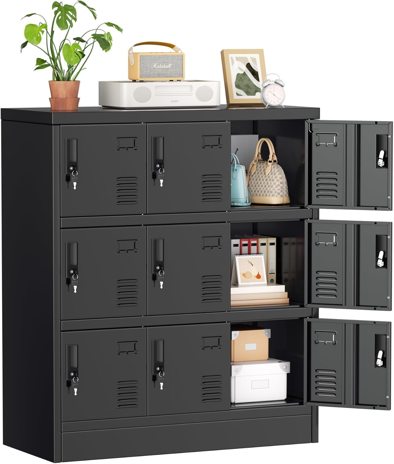 Pataku Lockers for Employees, Black Lockers with Lockable Doors, Sports ...