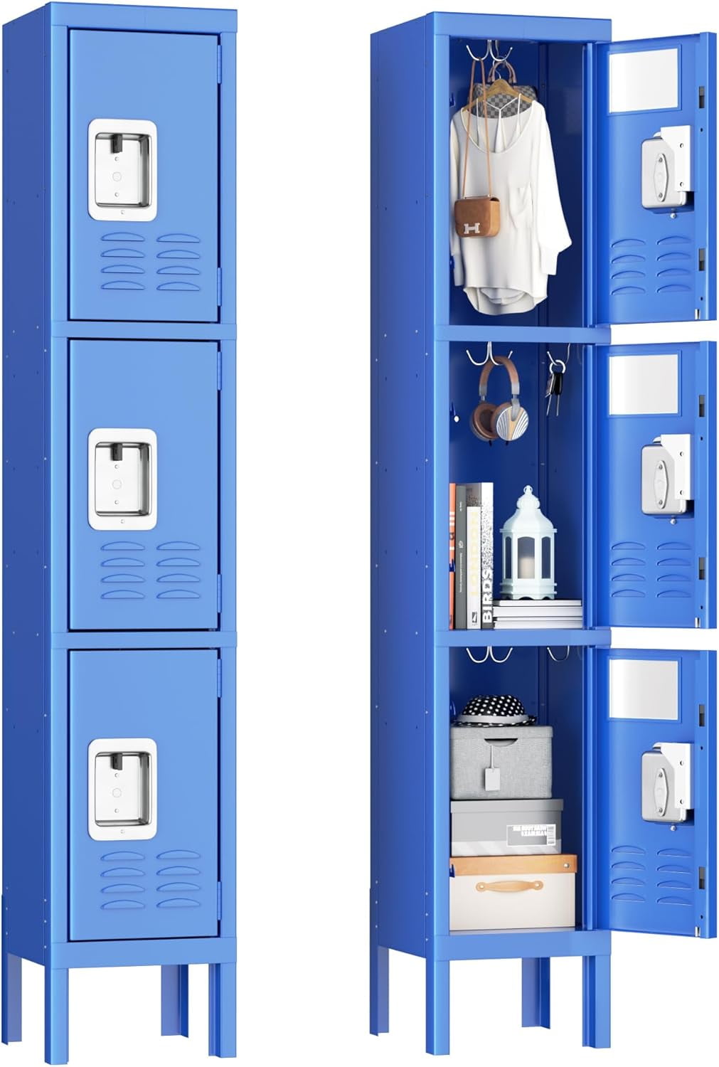 Pataku Metal Lockers for Employees, 3 Tier Storage Locker Cabinet ...