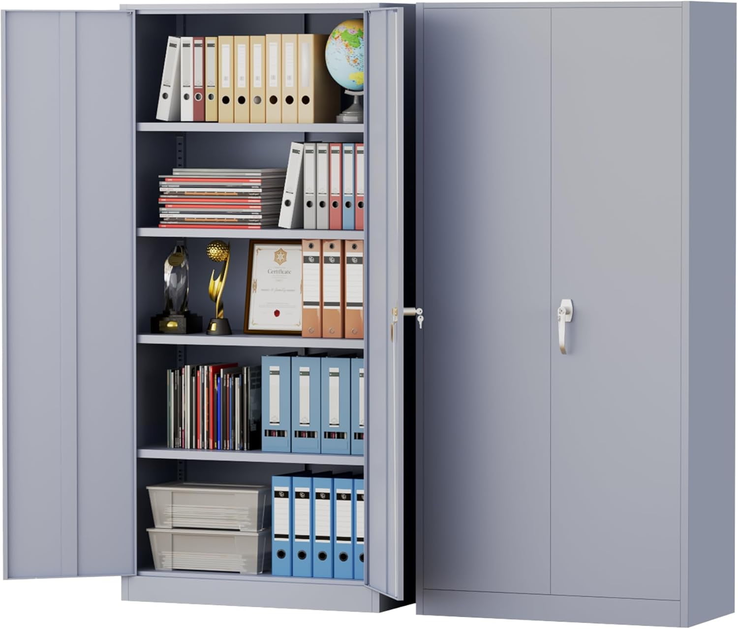 Pataku Metal Storage Cabinet, 71" Garage Cabinet with Doors and Shelves ...