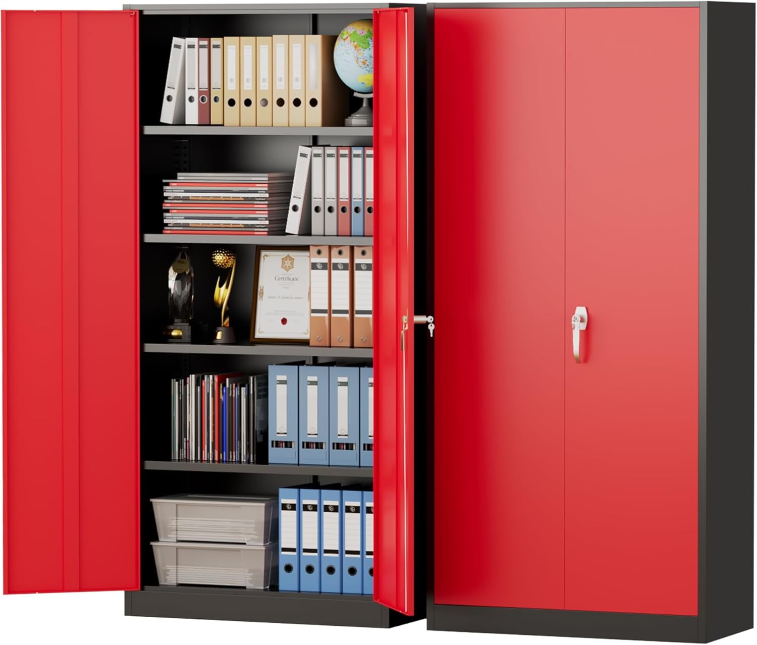 Pataku Metal Storage Cabinet, 72" Garage Cabinet with Doors and Shelves ...