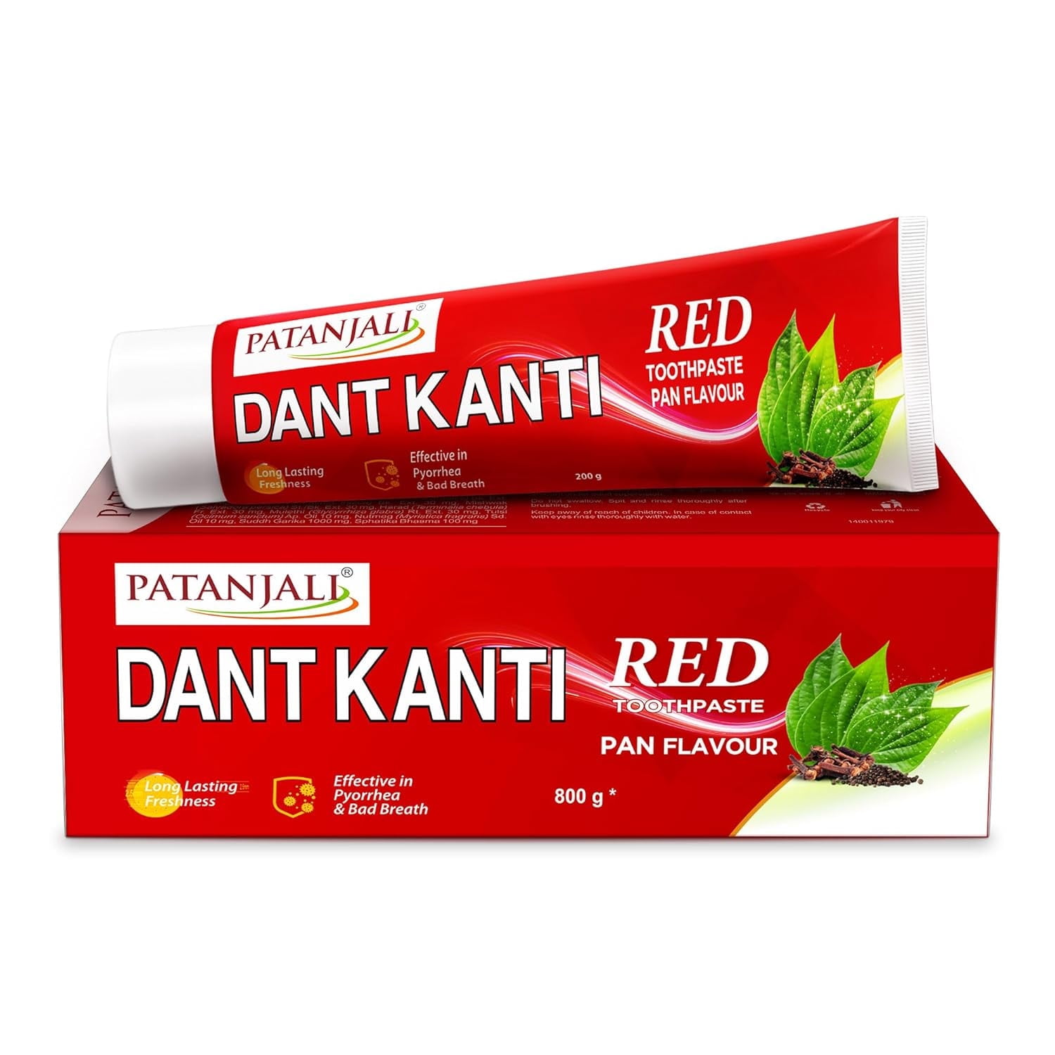 Patanjali Dant Kanti Red Toothpaste 800g (200x4) with Pan flavour ...