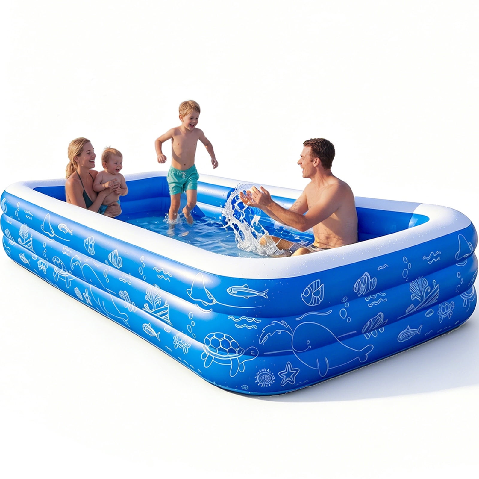 Inflatable Pool for Kids and Adults, 120"x68"22" Oversized Thickened ...